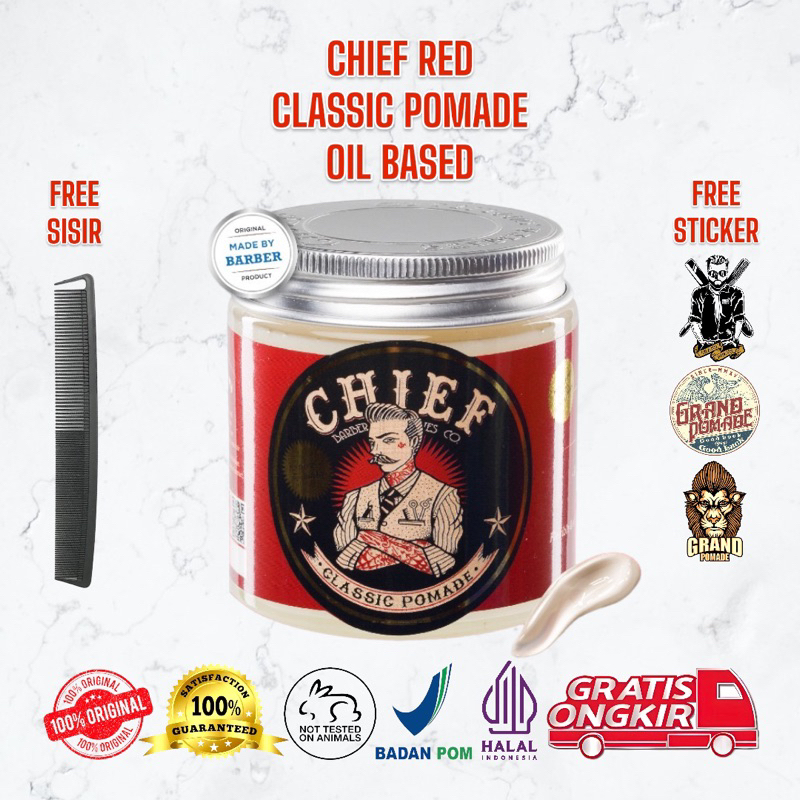 Jual CHIEF CLASSIC POMADE OIL BASED / CHIEF RED POMADE (GRATIS SISIR ...