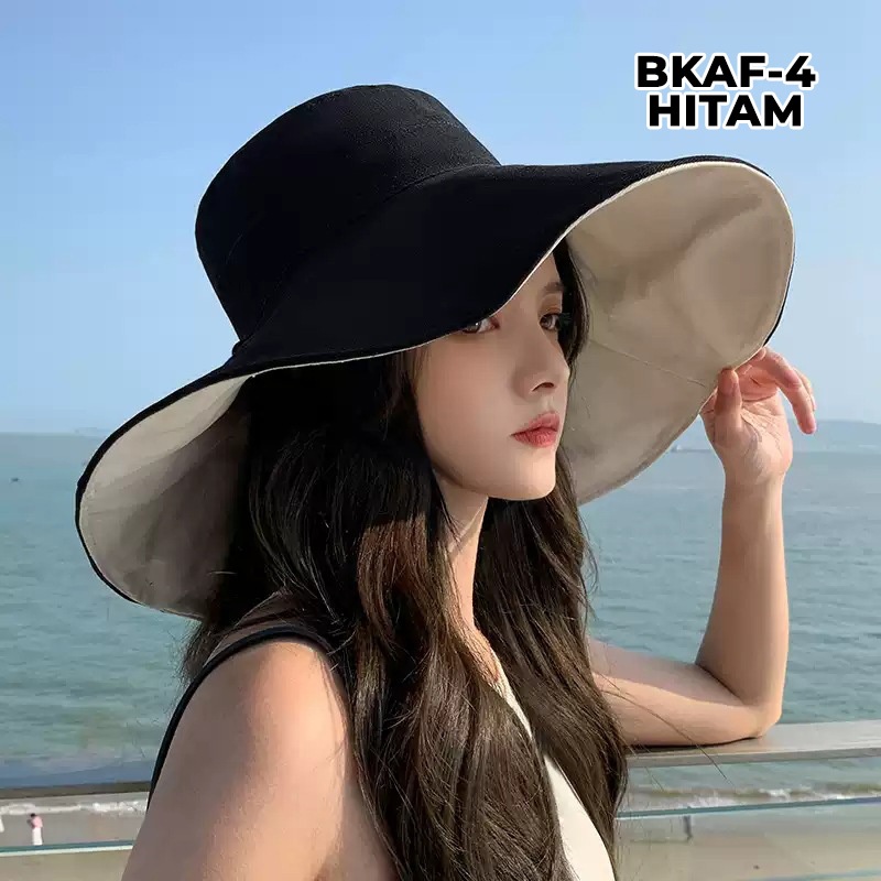 Jual Topi Pantai Wanita Korea Lebar Dua Warna Lipat Pelindung Sinar UV Summer Bucket Hat Fashion ...
