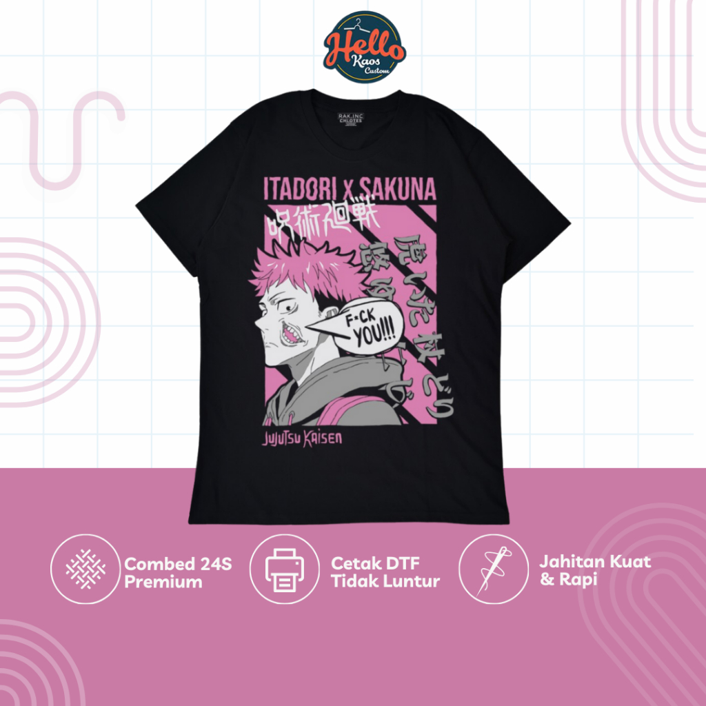 Jual Kaos Motif Anime Figure Itadori Yuji Jujutsu Kaisen Sablon Dtf ...
