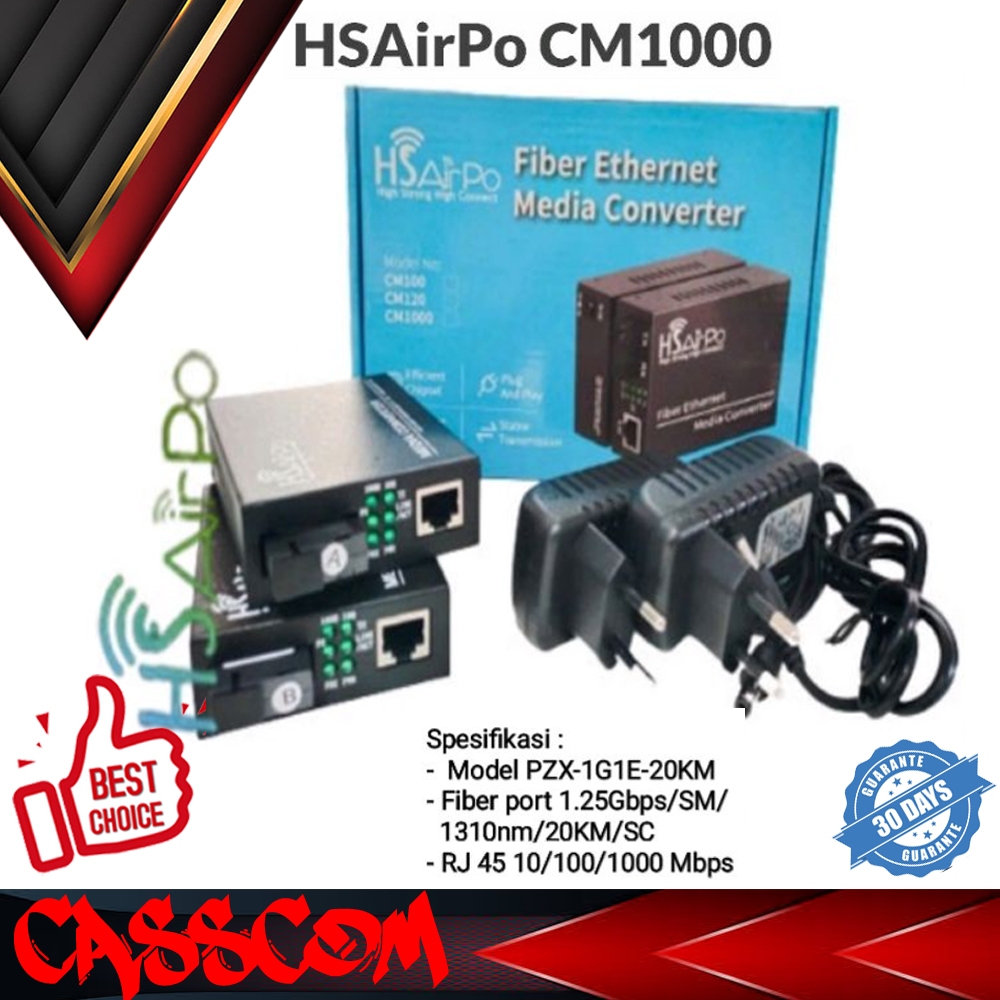 Jual HSAirPo - CM1000 10/100/1000Mbps Ethernet Media Converter Gigabit ...