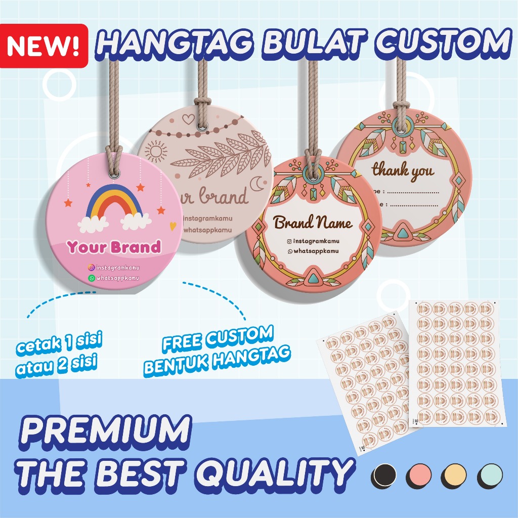 Jual Cetak Hang Tag Custom Bulat Baju Souvenir A3 1 Sisi | Print Label ...