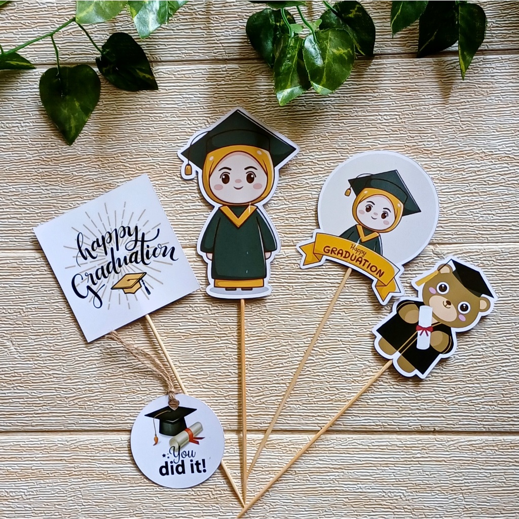 Jual Topper Buket Wisuda / Kelulusan Sekolah untuk Hiasan / Aksesoris ...