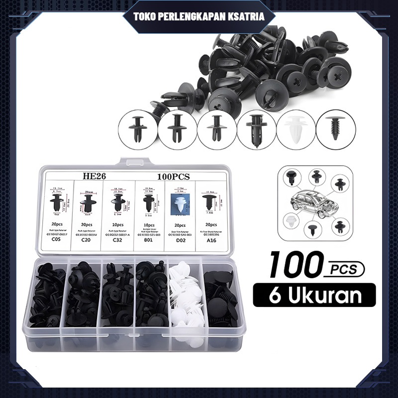Jual 100PCS Baut Rivet Mobil baut rivet serbaguna Baut Rivet Plastik ...
