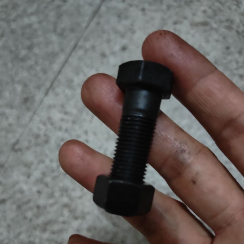 Jual baut mur baja 8.8 drat halus m12x40 kunci 17 drat pitch 1.25 / baut baja drat halus m12x40 ...