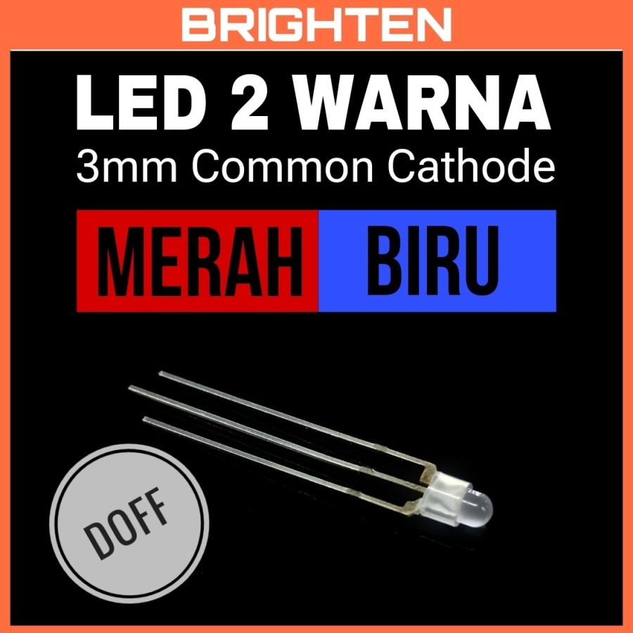 Jual LED 2 Warna 3mm Merah Biru Doff Dop Common Cathode | Shopee Indonesia
