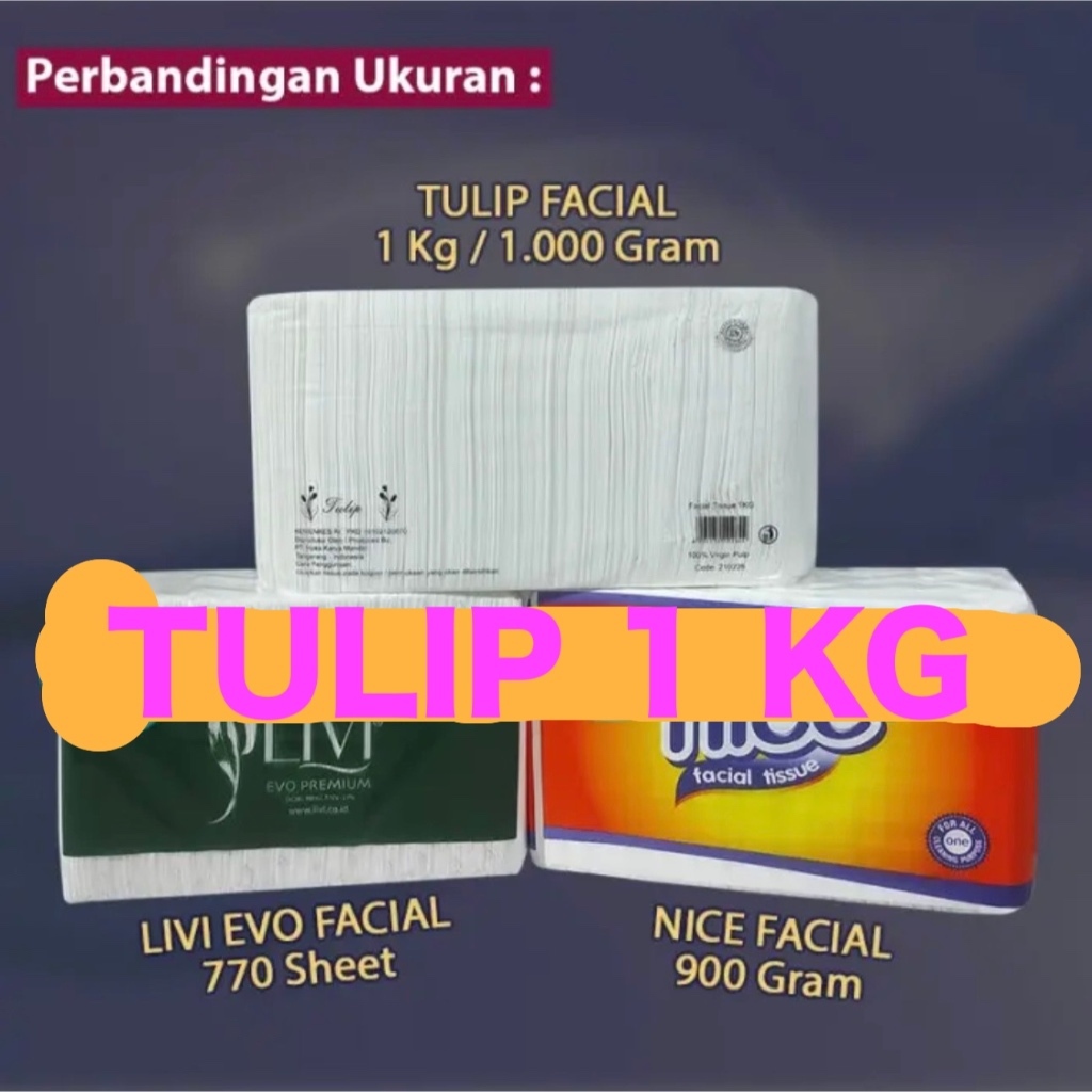 Jual TULIP - Facial Tissue Wajah 1000 gr / 1 KG (2 Ply) /Tisu Wajah ...