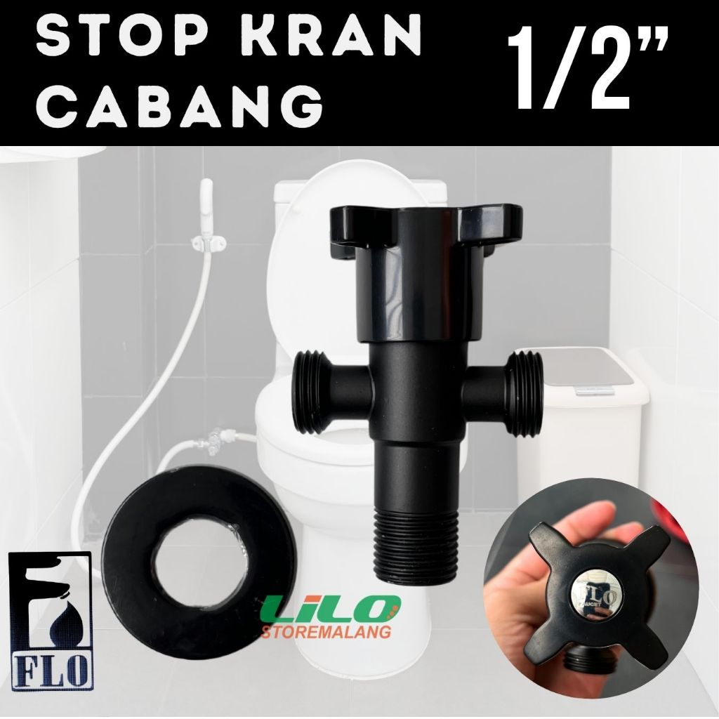 Jual Stop Kran kloset keran shower toilet cabang black Hitam 1/2" L279 | Shopee Indonesia