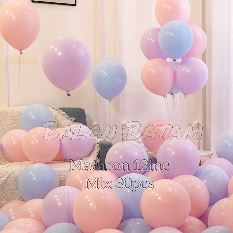 Jual Paket Balon Macaron / Pastel Doff 12inch Mix 30pcs | Shopee Indonesia