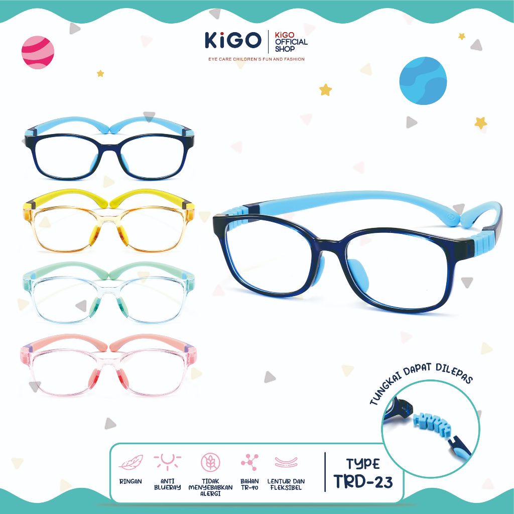 Jual KIGO Kacamata Anak AntiRadiasi Blueray Photochromic Myopia Kotak ...
