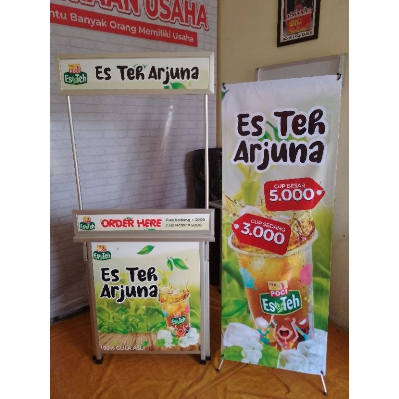 Jual Booth Portable Meja Lipat Es Teh 80x50 Stiker dengan Y Banner ...