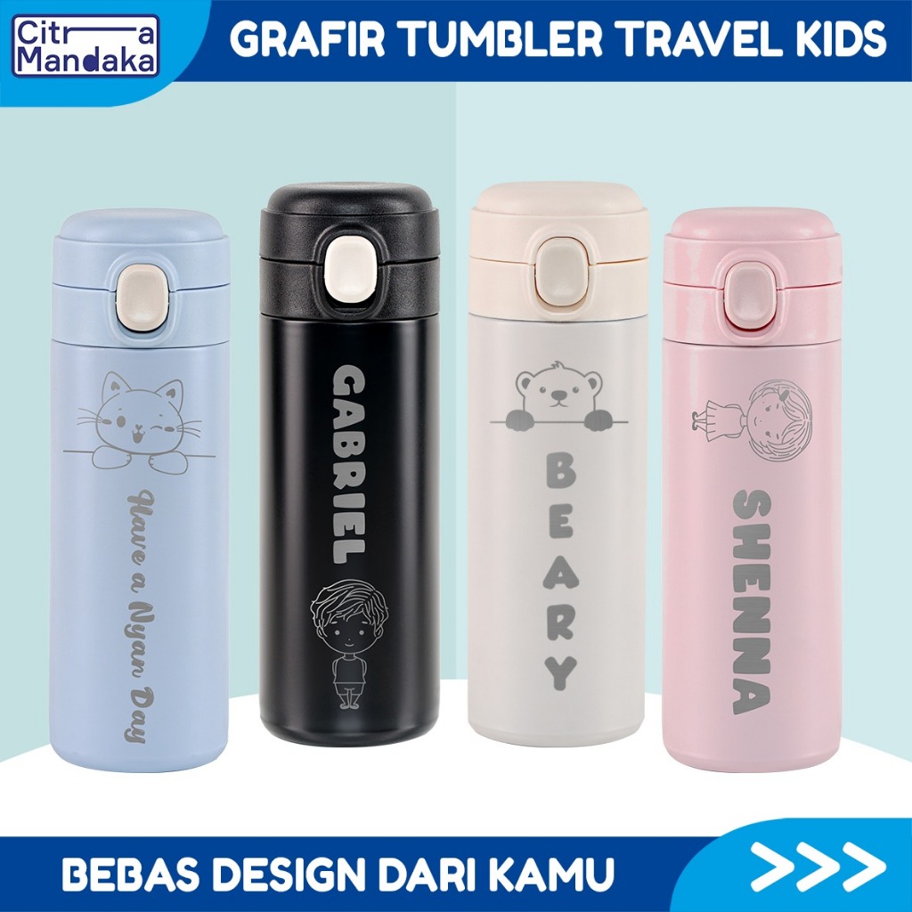 Jual Tumbler Custom Termos Botol Minum Travel Kids Souvenir Ulang Tahun Anak Cetak UV Nama Logo ...