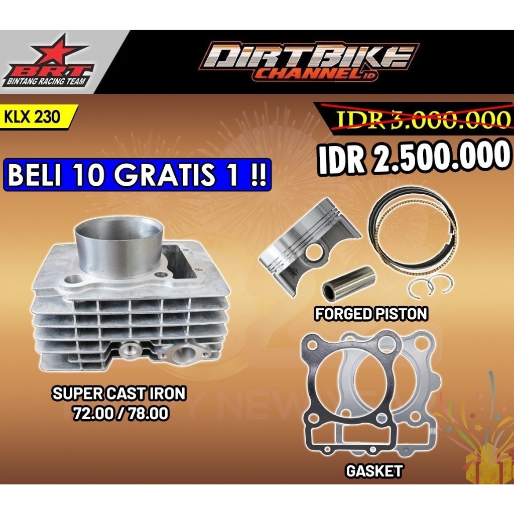 Jual PAKET Bore Up KLX 230 Blok BRT KLX 230R KLX230 72mm 78mm | Shopee ...