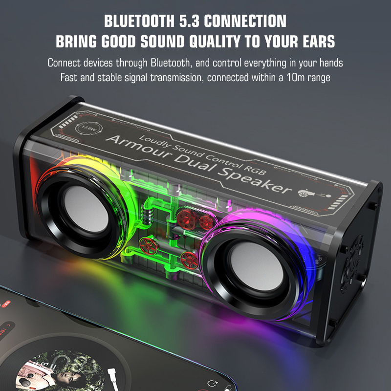 Jual V8 Cyberpunk Bluetooth Speaker 10W Powerful Bass Sound Light ...