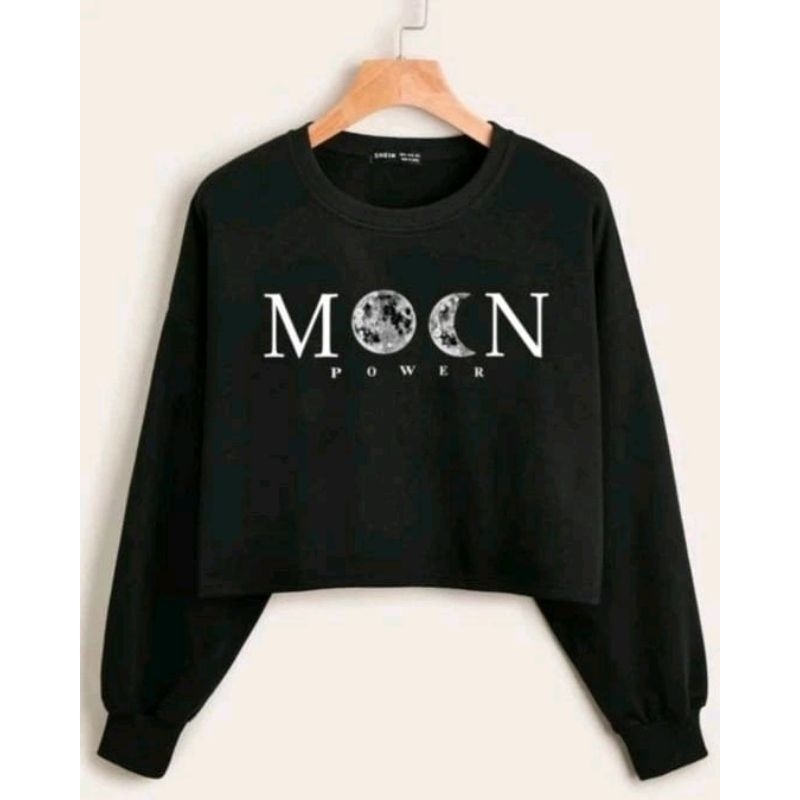 Jual MOON SWEATER OVERSIZE CROP KOREA STYLE | Shopee Indonesia