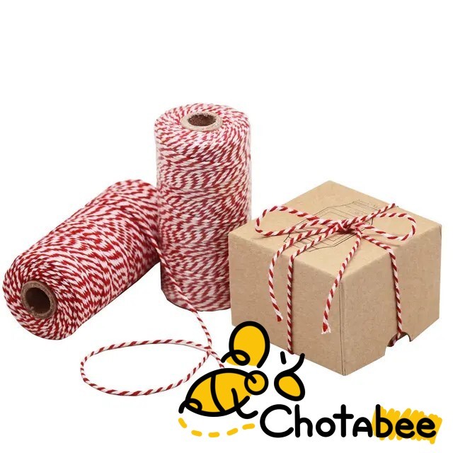 Jual Tali Craft Baker's Twine 100Meter Benang Merah Putih Pita Hampers ...