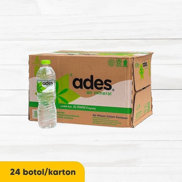 Jual ADES Air Mineral 600ml 1 Karton | 24 Botol x 600 ml | Kemasan Tanggung | Shopee Indonesia