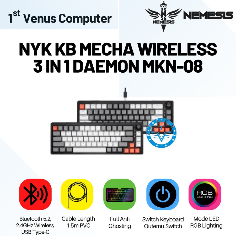 Jual Keyboard Gaming NYK Nemesis Daemon MKN08/Wireless Mechanical/KBG15 ...