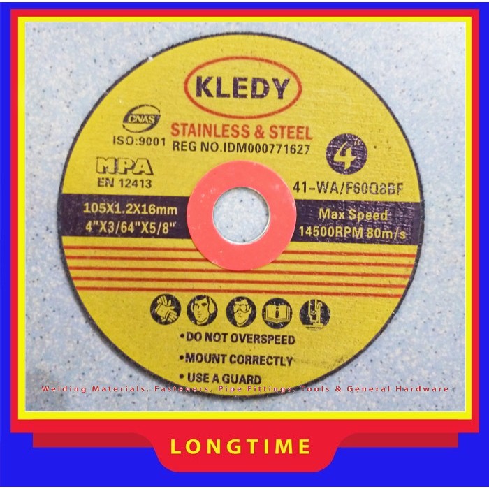 Jual KLEDY 4 inch Cutting Disc 4" x 1.2MM x 16MM Stainless Steel Mata ...