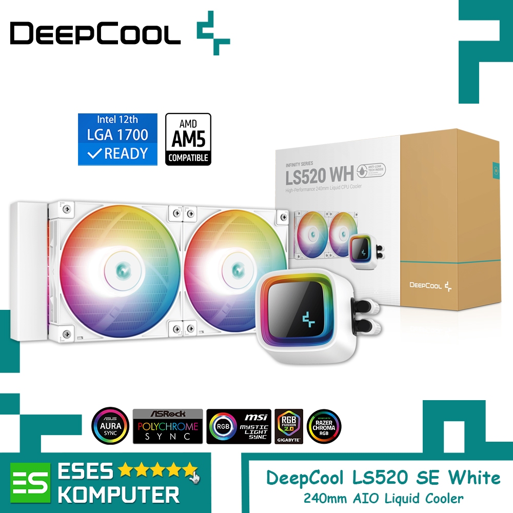 Jual AIO DeepCool LS520 SE WHITE ARGB 240mm Liquid CPU Cooler Intel ...