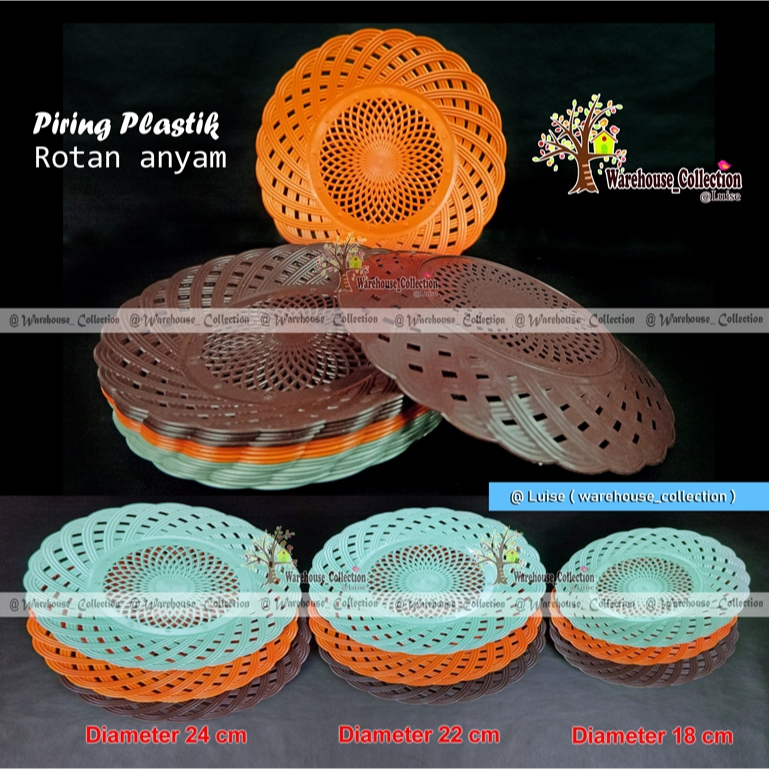 Jual (PER-6 BJ)Piring Rotan Plastik TEBAL uk 18cm//22cm//24cm Motif Anyaman/PIRING ROTAN LUCKY ...