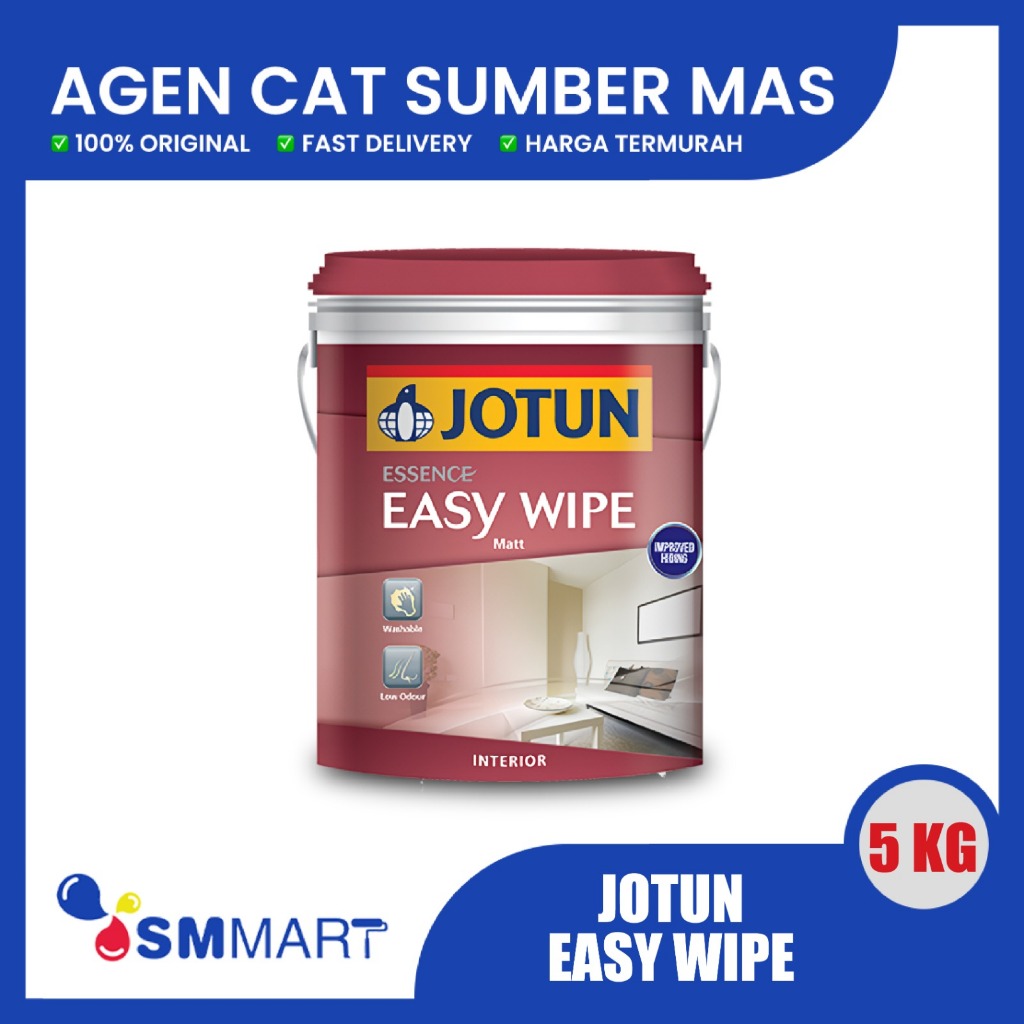 Jual CAT TEMBOK INTERIOR ANTI NODA JOTUN EASY WIPE WARNA PUTIH 5KG/GALON | Shopee Indonesia