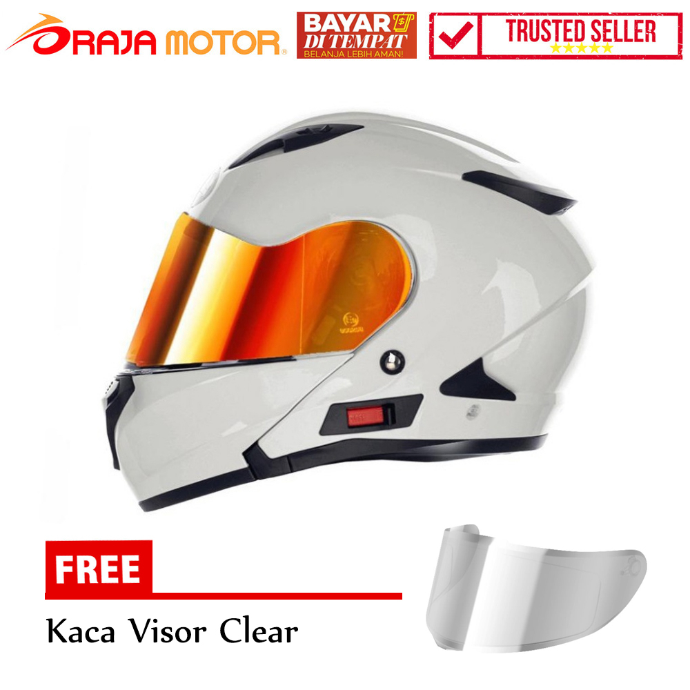 Jual Snail Helm Modular M1 Double Visor Merah / Smoke - Pearl White ...