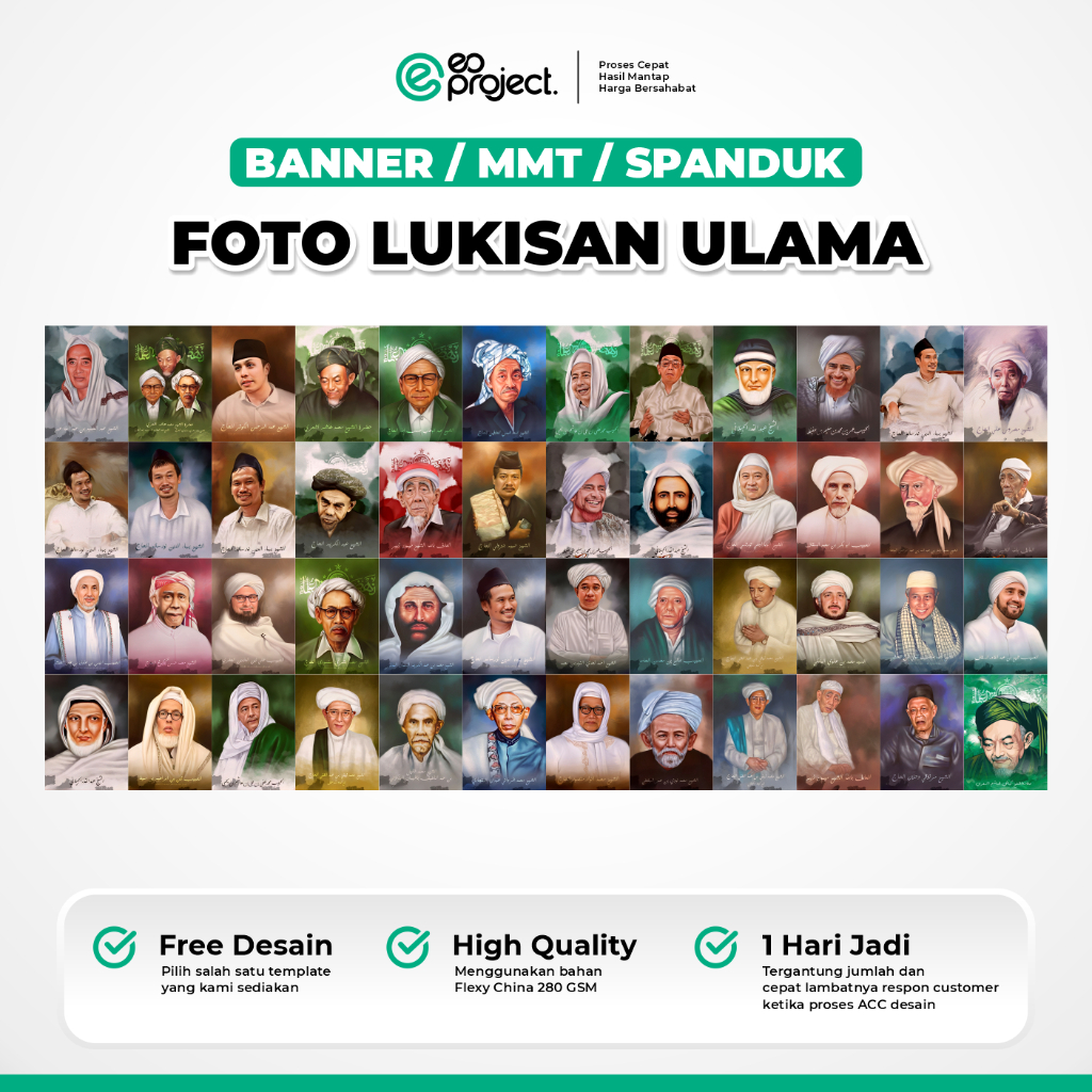 Jual Cetak MMT / Banner / Spanduk Lukisan Foto Ulama eoproject | Shopee ...