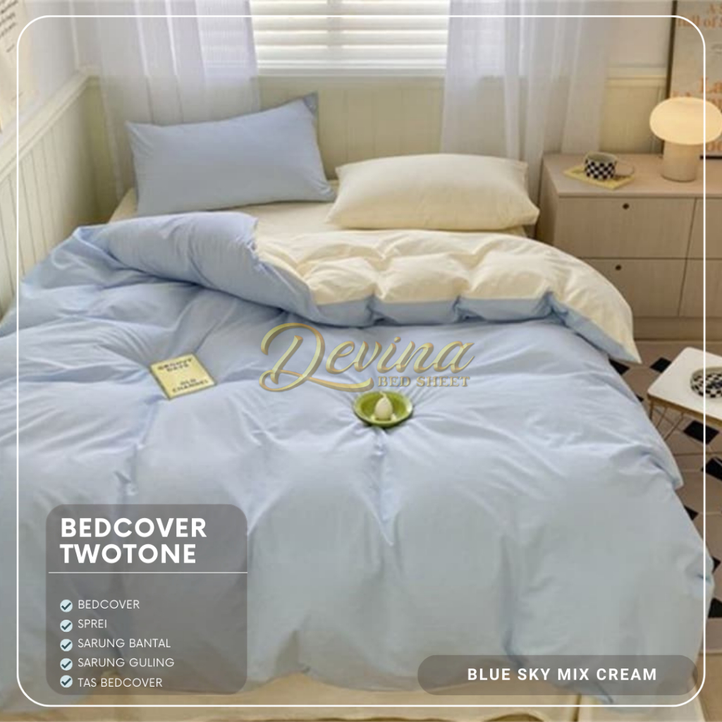 Jual Bedcover Set Two Tone Polos Selimut Bolak Balik ( Kombinasi Dua ...