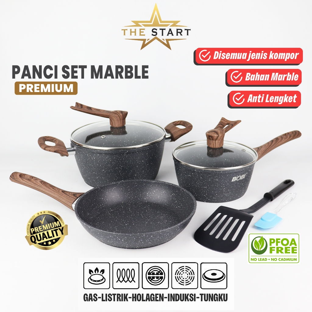 Jual Anti Lengket Peralatan Masak Set Peralatan Dapur Cocok Untuk Semua Kompor Panci granit ...