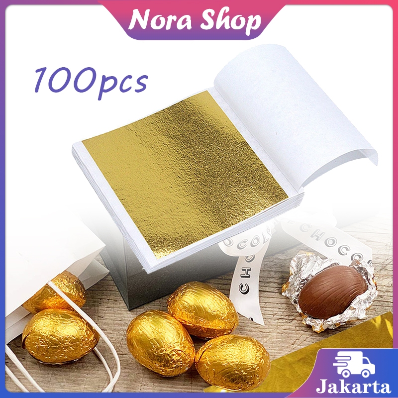 Jual 100pcs Kertas Emas Dekorasi Kertas Foil Gold Gold Leaf 24K Paper ...