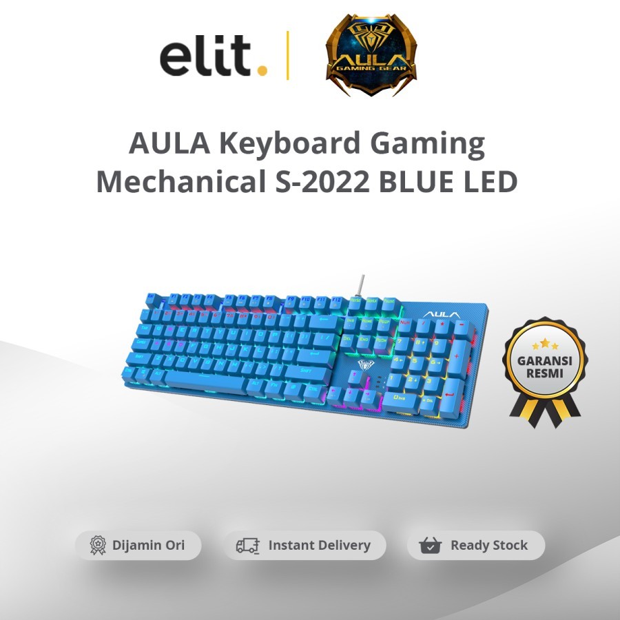 Jual AULA Keyboard Gaming Mechanical S-2022 BLUE New LED | Shopee Indonesia