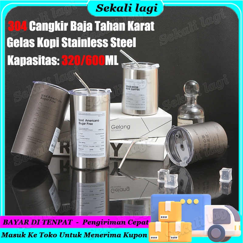 Jual 304 Cangkir Baja Tahan Karat/Cangkir Tumbler Kopi Stainless Steel Ukuran 320ml & 600ml ...
