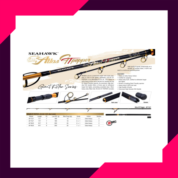 Jual Joran Pancing Rod POPPING SEAHAWK ATLAS GTPOPPER - 216cm PE.7 ...