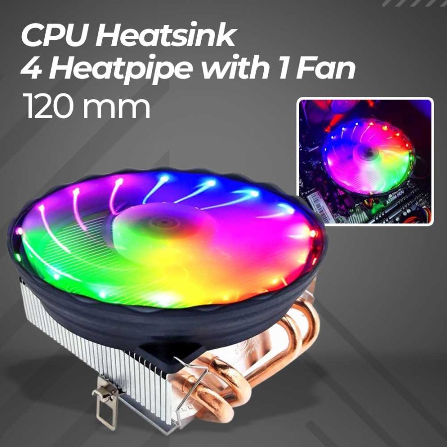 Jual Snowman CPU Heatsink 4 Heatpipe LED RGB with 1 Fan 120 mm - M400 ...