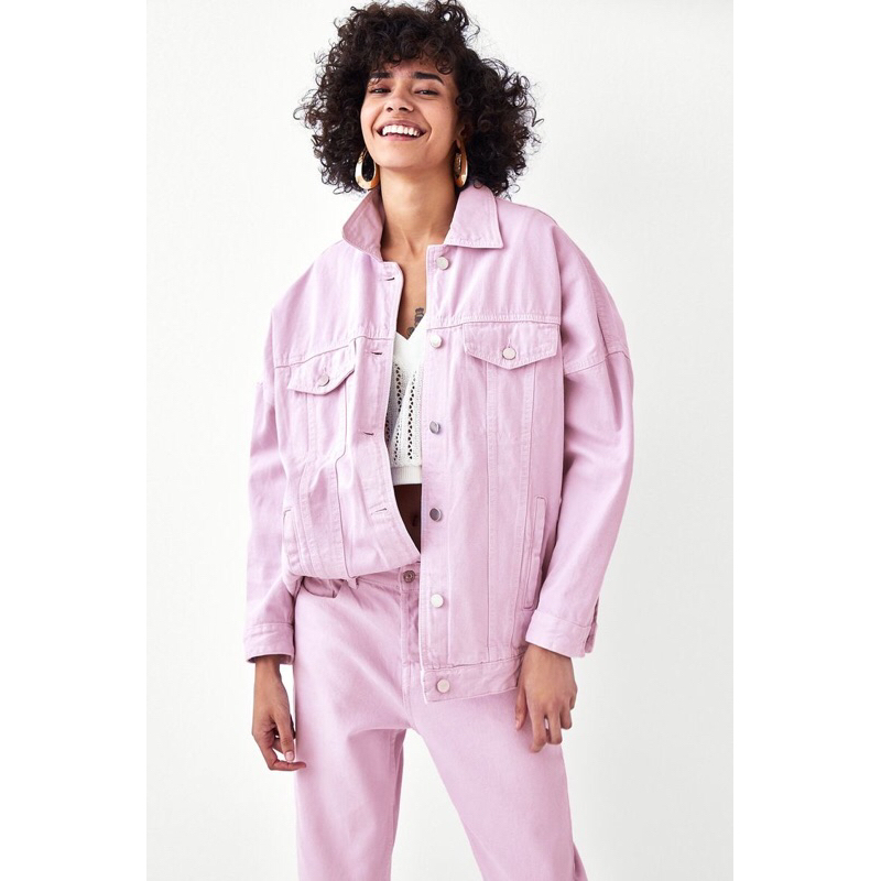 Jual Zr Oversized Lilac Jacket Denim Jeans jaket | Shopee Indonesia