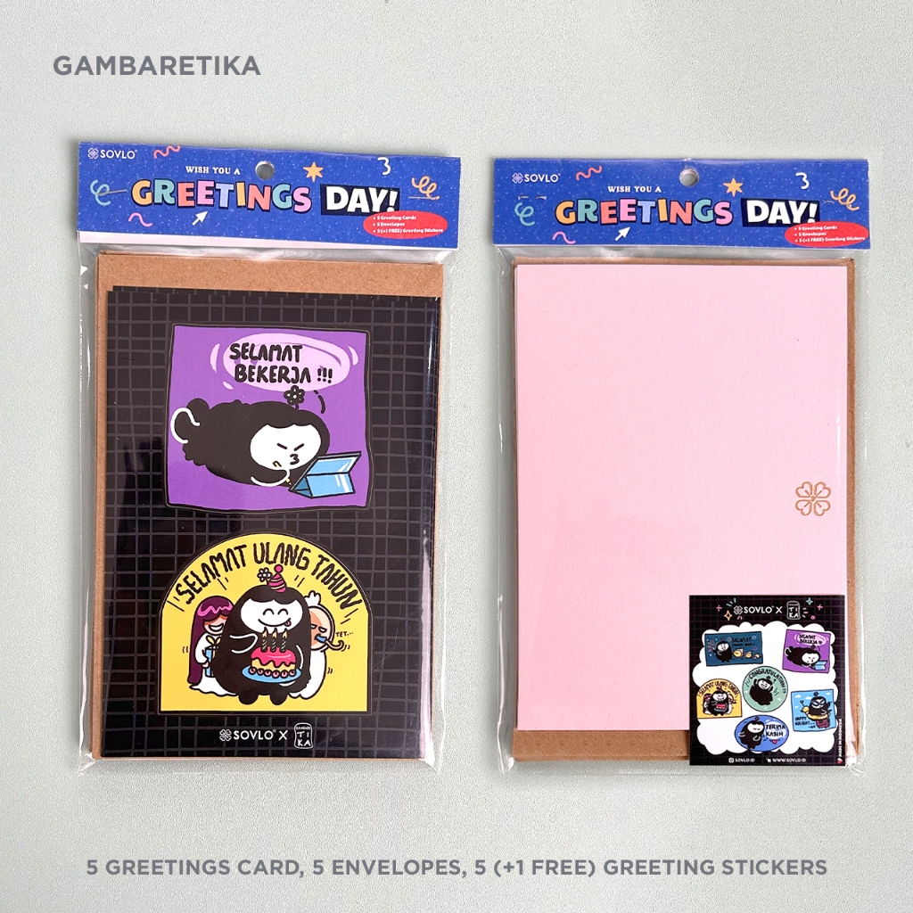 Jual Sovlo Greetings Card + Sticker Pack - Kartu Ucapan DIY dan Stiker ...