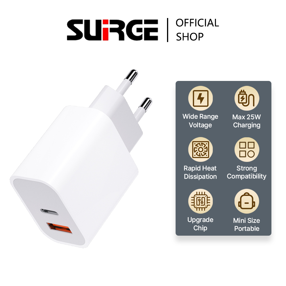 Jual SUIRGE PD25W Fast Charging Adapter Dual Ports A+C Plug Mobile Charger Wall Charger | Shopee ...
