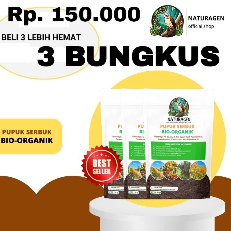 Jual 3 Bungkus pupuk Bio Organik Naturagen PAKET HEMAT Pupuk Padi Pupuk ...