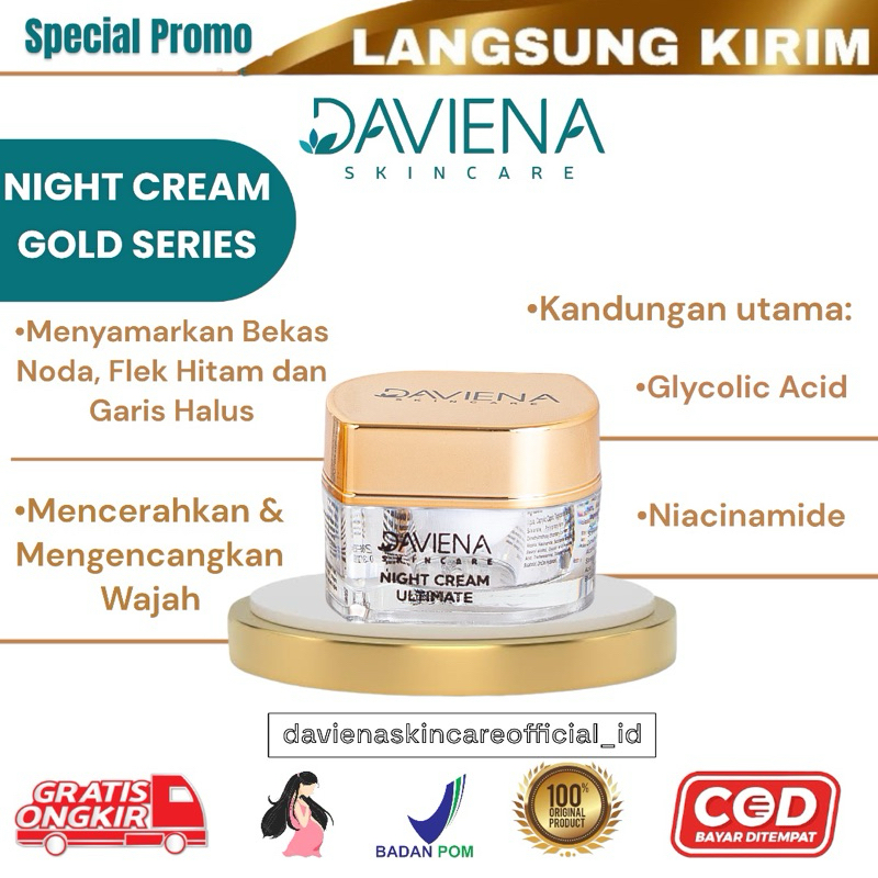 Jual Night Cream Gold Daviena Skincare Davienaskincareofficial ...