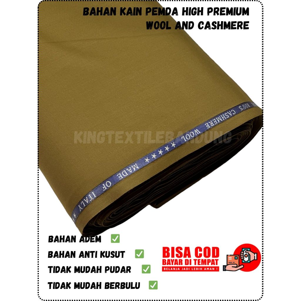 Jual Kain Pemda khaki/kheki super high premium wool chasmere premium bahan seragam baju Pemda ...