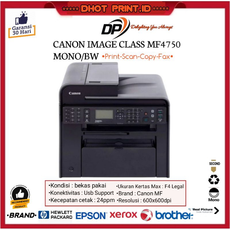 Jual Printer photo copy mini Merek Canon image class MF4750 all in one ...