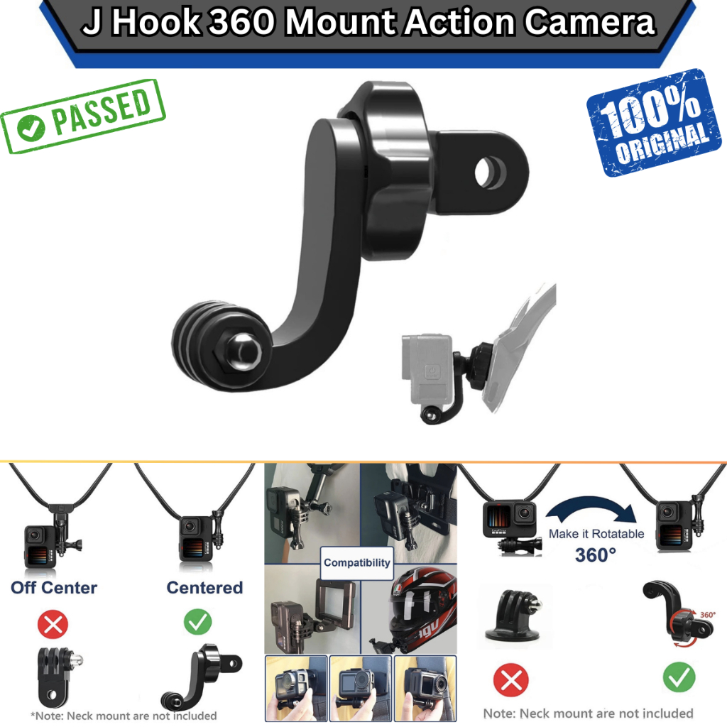 Jual Action Camera J Hook 360 Vertical Horizontal Mount Adapter Kamera ...