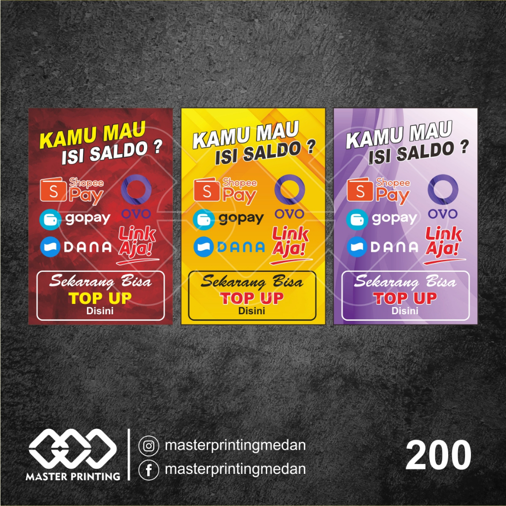Jual 200 - STIKER Isi Saldo/TopUp E-Wallet, Sticker Vinyl, Premium ...