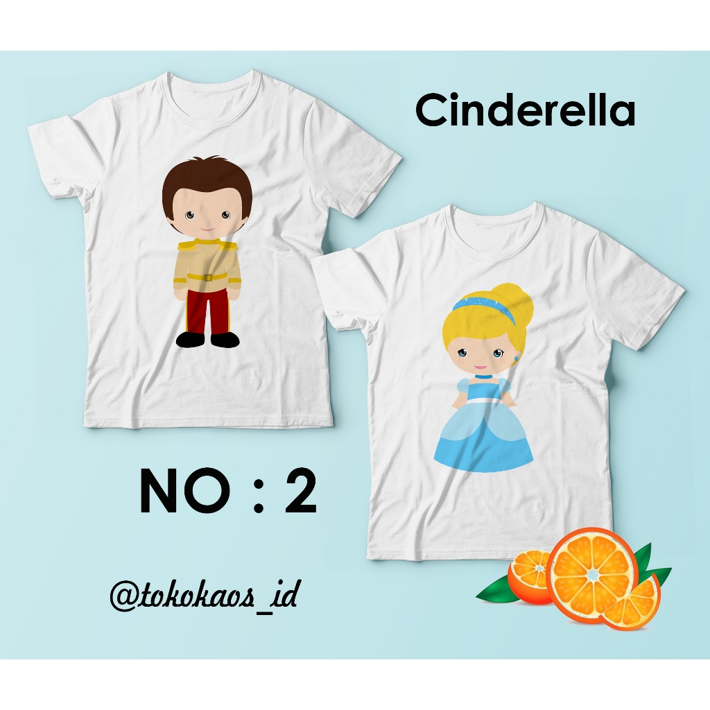 Jual kaos princess cinderella / kaos ariel / baju princess disney snow ...