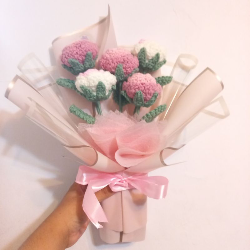 Jual Buket Bunga Mawar Rajut 5 Tangkai | Crochet Rose Bouquet | Shopee ...