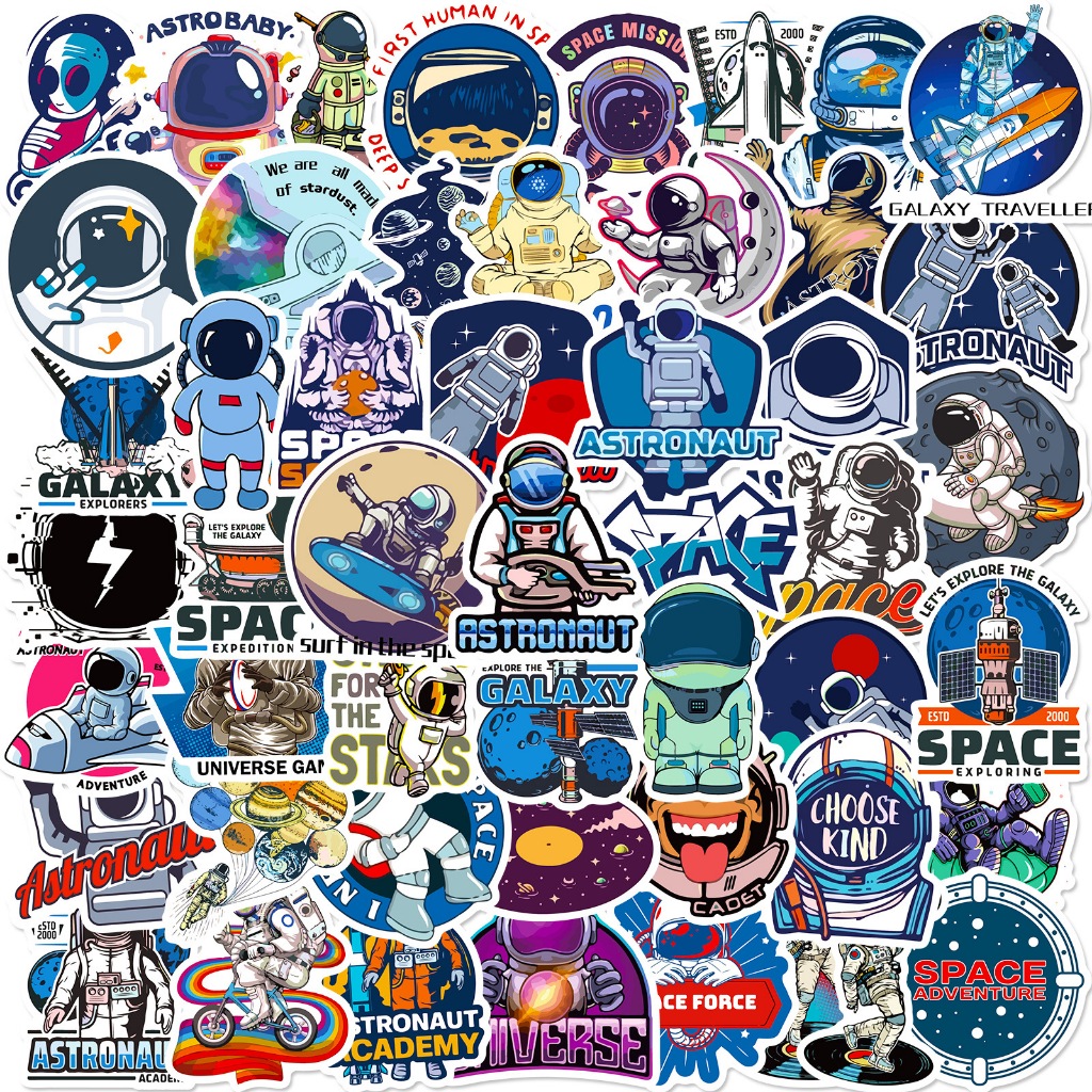 Jual 50pcs Die Cut Sticker Animasi Astronot Nasa Planet Ruang Angkasa ...