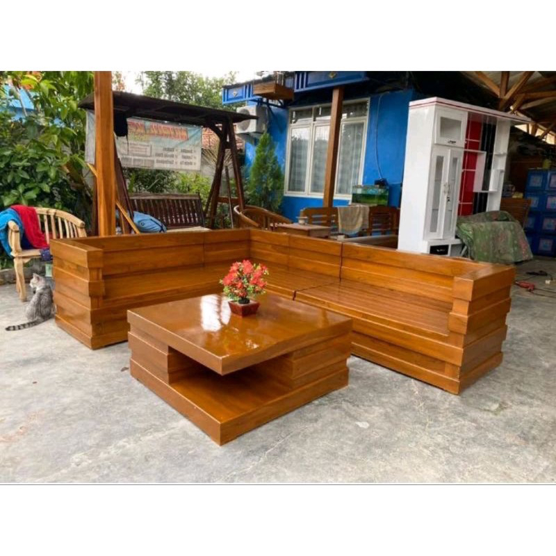 Jual Kursi sudut box pojok minimalis kayu jati | Shopee Indonesia