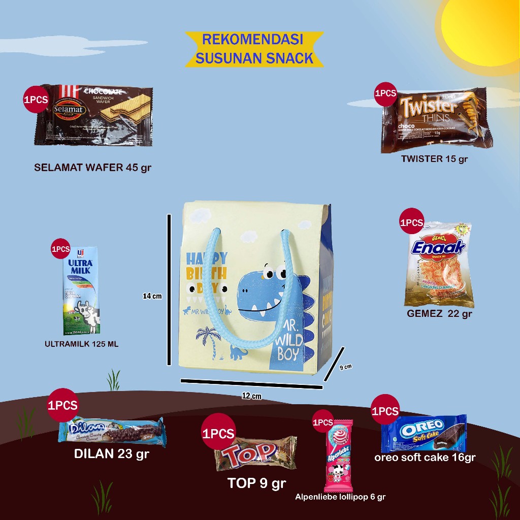 Jual WED Goodie Bag Ulang Tahun Anak Dino/ Paperbag Ulang Tahun Anak ...