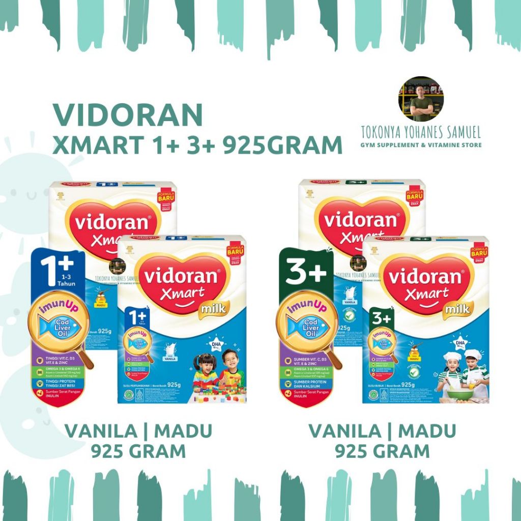 Jual VIDORAN XMART 1+ & 3+ VANILA MADU SUSU FORMULA 925 GR | Shopee ...