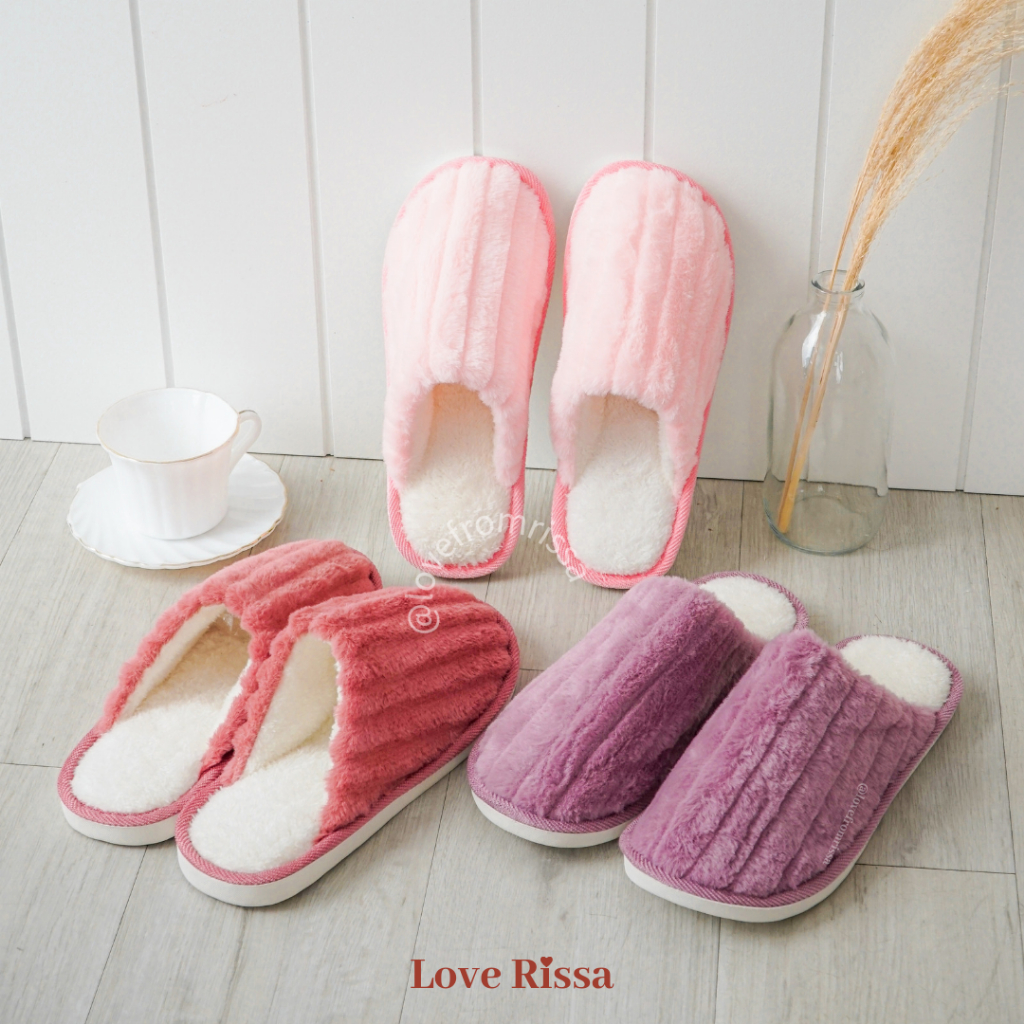 Jual [RISSA] Sandal Rumah Bulu Unisex YUKI Nyaman Empuk Wanita Pria ...